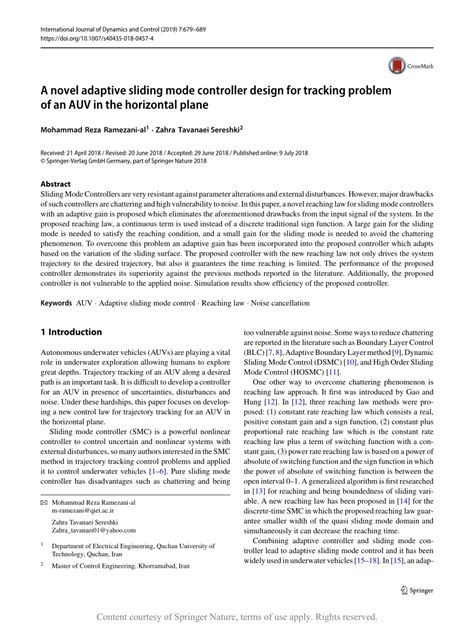 A Novel Adaptive Sliding Mode Controller Design For Tracking Problem Of An Auv In The Horizontal