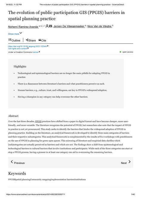 The Evolution Of Public Participation Gis Ppgis Barriers In Spatial