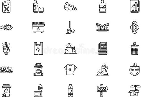 Trash Icons Collection Is A Vector Illustration With Editable Stroke Stock Vector