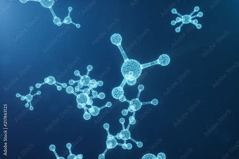 Digital Molecules Atoms Bacground Low Polygoanl Grid Structure Connection Lines And Dots