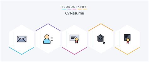 Cv Resume 25 FilledLine Icon Pack Including Education Diploma