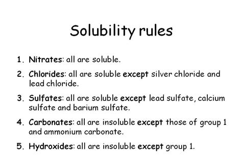 SKC Year Chemistry Revision Solubility Rules