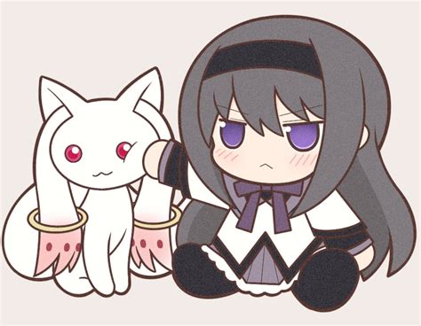 Akemi Homura And Kyubey Mahou Shoujo Madoka Magica Drawn By Yuno385