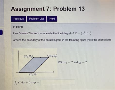 solved assignment 7 problem 13 previous problem list next