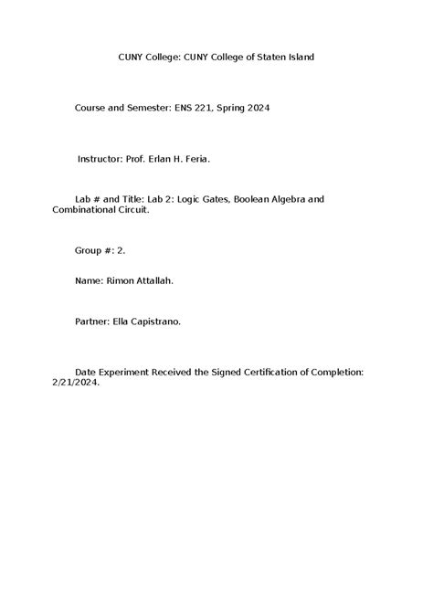 Ens 221 Lab 2 Report Cuny College Cuny College Of Staten Island Course And Semester Ens 221