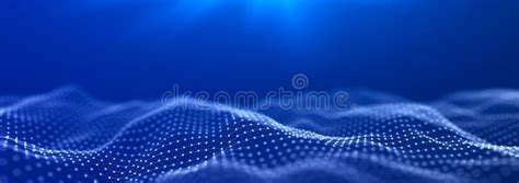 Large Digital Data Background Abstract Wave With Moving Dots 3d Rendering Stock Illustration