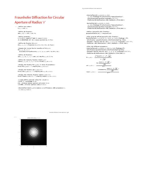 Fraunhofer Diffraction Circular Aperture Nb Pdf Diffraction Motion Physics