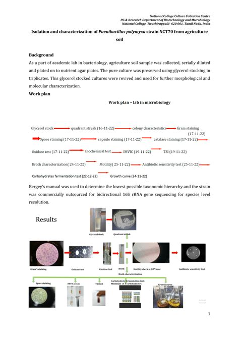 Pdf Isolation And Characterization Of Paenibacillus Polymyxa Strain Nct70 From Agriculture