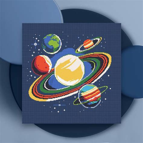 Cross Stitch Patern Scheme Solar System Dance Cross Stitch Patern Of Planets In Space