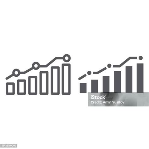 다이어그램 라인과 글리프 아이콘 보고서 및 그래프 성장 차트 기호 벡터 그래픽 흰색 바탕에 선형 패턴 10에 대한 스톡 벡터
