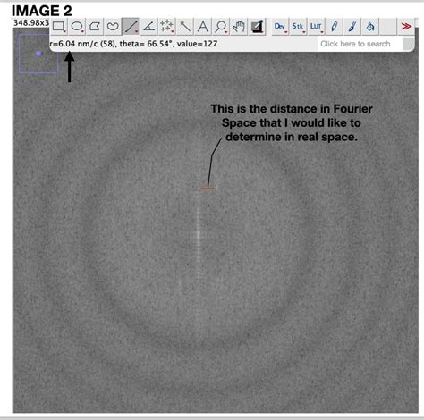 Measuring In Fourier Domain Using Fiji And Calculating The Corresponding Real Space Value