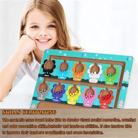 Magnetic Color And Number Maze Montessori Toys For 3 Year Old Wooden Magnet Board Puzzles
