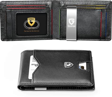 Gsoiax Mens Slim Wallet For Men Minimalist Genuine Leather