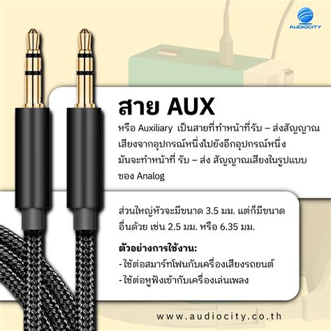 Audiocity สาย Aux คืออะไรใช้ทำหน้าที่อะไร สายสัญญาณ Facebook