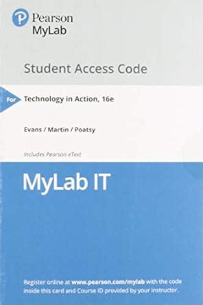 Mylab It With Pearson Etext Access Card For Technology In Action Evans Alan Martin