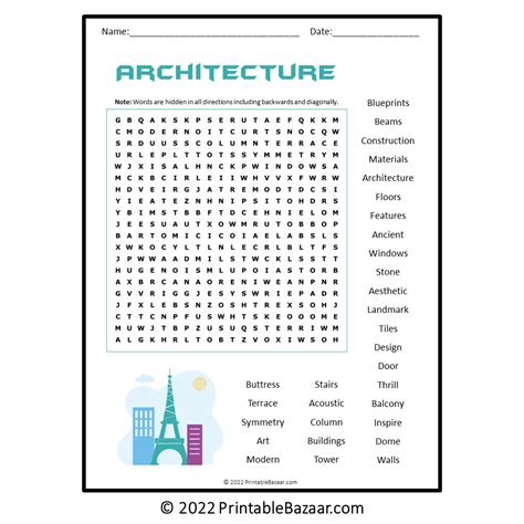 Architecture Word Search Puzzle Made By Teachers