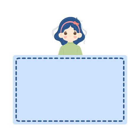 Cute Label Name Tag With Girl Illustration 48687125 Png