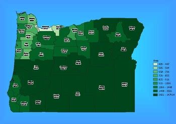 Oregon State Map With Population Density Area With Worksheet Tpt