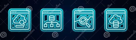 Set Line Cloud Technology Data Transfer Server Data Website With