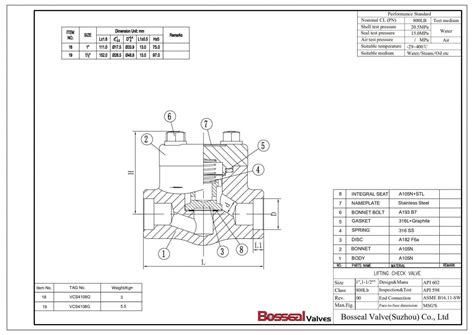 Поршневой обратный клапан Api 602 A105n 1 1 2 дюйма 800 фунтов Sw Bosseal