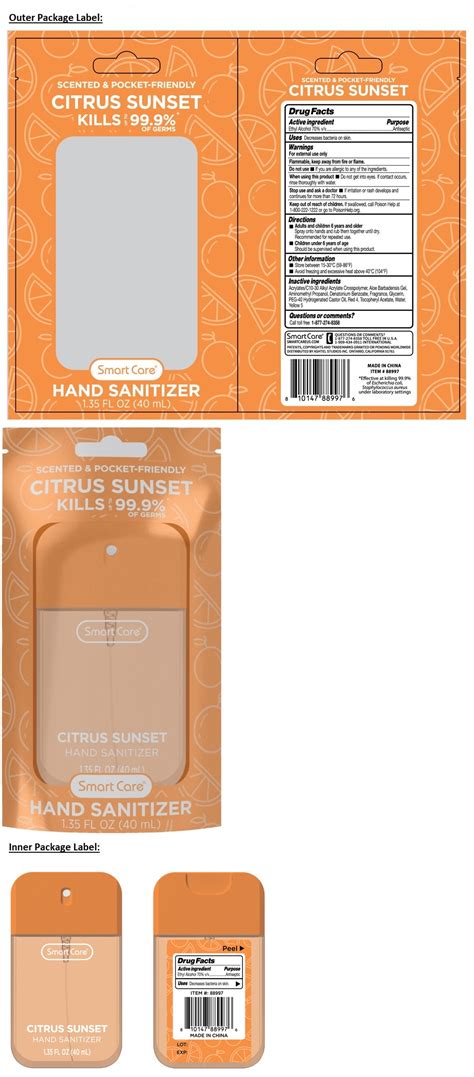 Smart Care Citrus Sunset Hand Sanitizer Ethyl Alcohol Spray