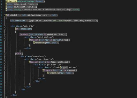 Umbraco 7 Grid Error String Does Not Contain A Definition For Sections