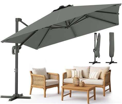 Vounot® Parasol Excéntrico Cuadrado 3x3m Gris Leroy Merlin