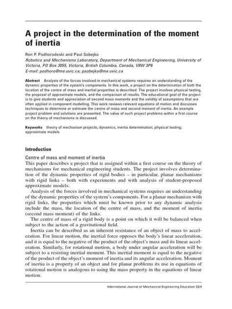 Pdf Practical Determination Of Moment Of Inertia Dokumen Tips