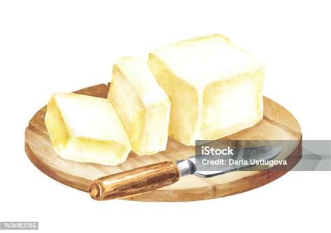 나무 판에 버터와 칼 흰색 배경에 고립 된 손으로 그린 수채화 그림 꽃 식물에 대한 스톡 벡터 아트 및 기타 이미지 꽃 식물 노랑 농장 Istock