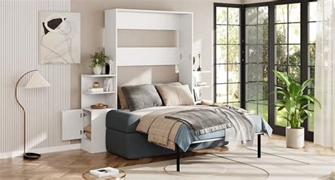 Quarte Full Size Wall Murphy Bed With Sofa And Storage