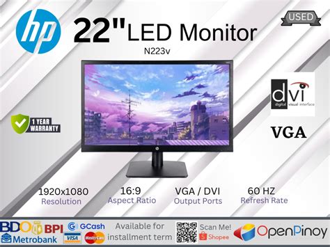 Hp 22 Led Monitor N223v Computers And Tech Parts And Accessories