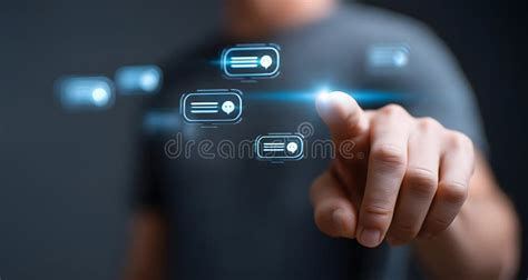 Person Interacting With Virtual Chatbots Represents Artificial Intelligence Digital Assistance