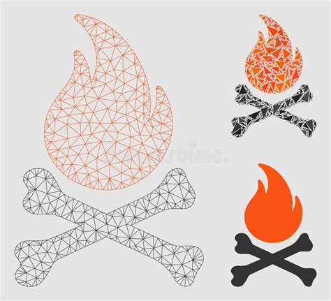 Death Bones Flame Vector Mesh 2d Model And Triangle Mosaic Icon Stock Vector Illustration Of