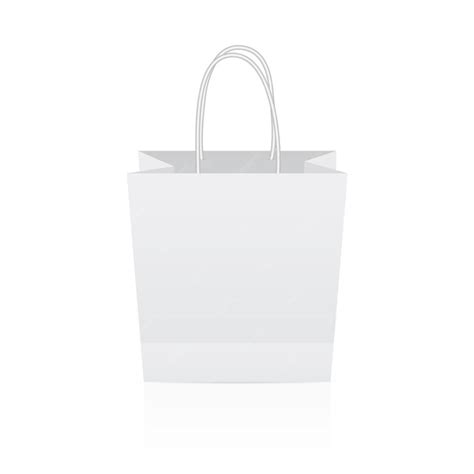 흰색 배경에 고립 된 빈 종이 쇼핑백 모형 선물 패키지 상점 등 벡터 일러스트 레이 션에 대 한 현실적인 템플릿 프리미엄 벡터