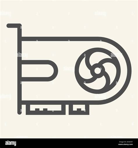 Video Card Line Icon Gpu Vector Illustration Isolated On White Computer Graphics Outline Style