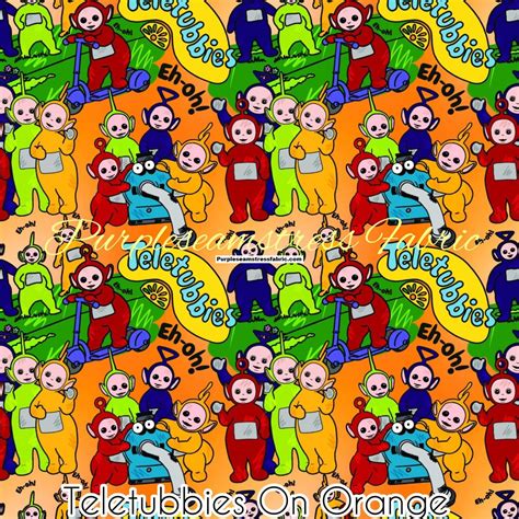 Tubbies On Orange Purpleseamstress Fabric