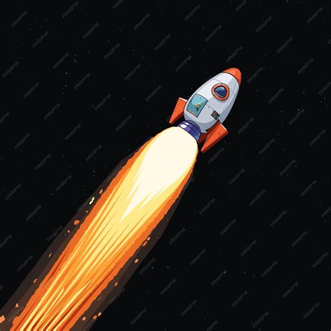Premium Vector Flying Colorful Space Rocket With Working Engine