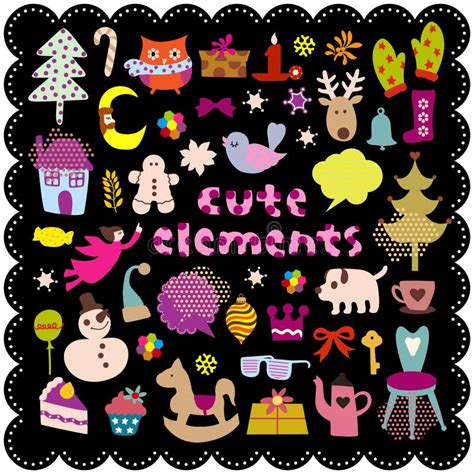 Cute Christmas Elements Stock Vector Illustration Of Berry 8162124