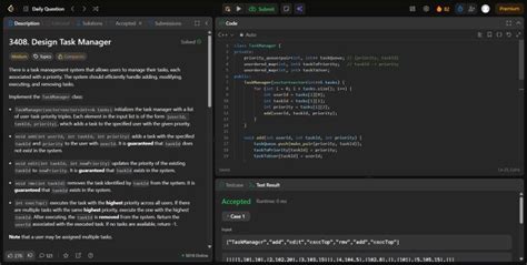 🔹 Day 56 Of My Leetcode Daily Challenge 🧩 Problem 3408 Design Task Manager The Goal Is To