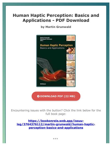 Pdf Free Human Haptic Perception Basics And Applications By Martin Grunwald By Rosemarykingjt
