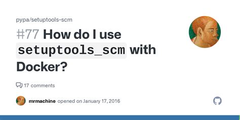 How Do I Use Setuptools Scm With Docker Issue Pypa