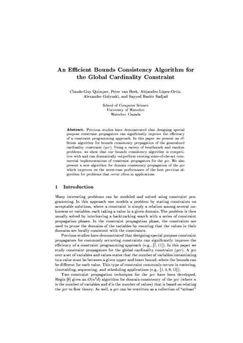 pdf an efficient bounds consistency algorithm for the global