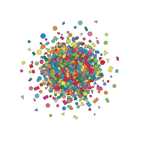 Geometric Shapes Confetti Design On White Background For Parties Stock