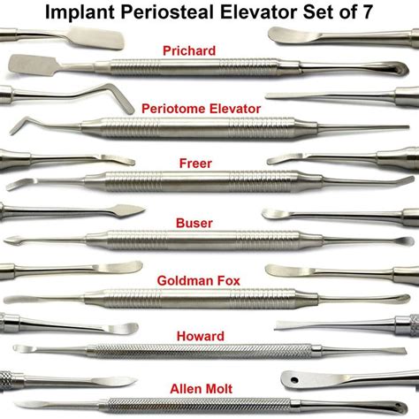7pcs Implant Surgical Periosteal Elevators Dental Prichard Molt Sinus