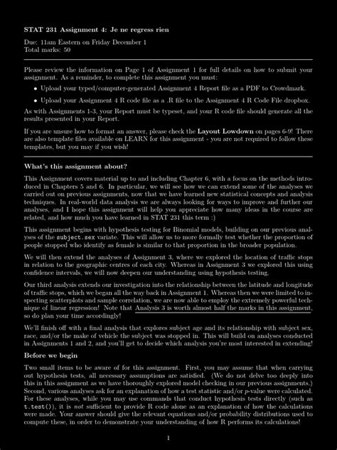 Stat231 F23 Assignment 4 Pdf