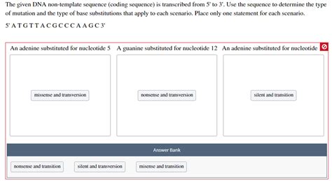 solved the given dna non template sequence coding sequence