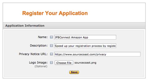 Amazon Application Setup Jfbconnect Sourcecoast