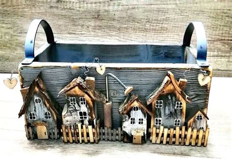 Деревянный ящик Весенний домашний декор Покрашенные коряги Деревянные ящики