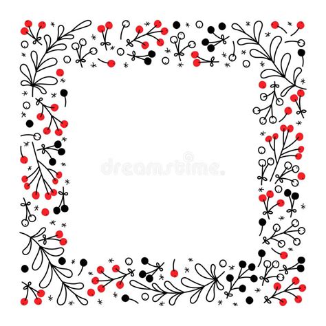 Decorative Floral Border With Red And Black Elements Suitable For Various Artistic Uses Stock
