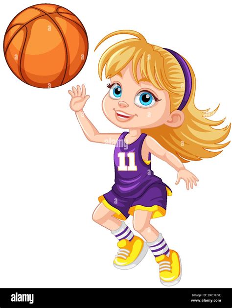 Female Basketball Player Cartoon Character Illustration Stock Vector